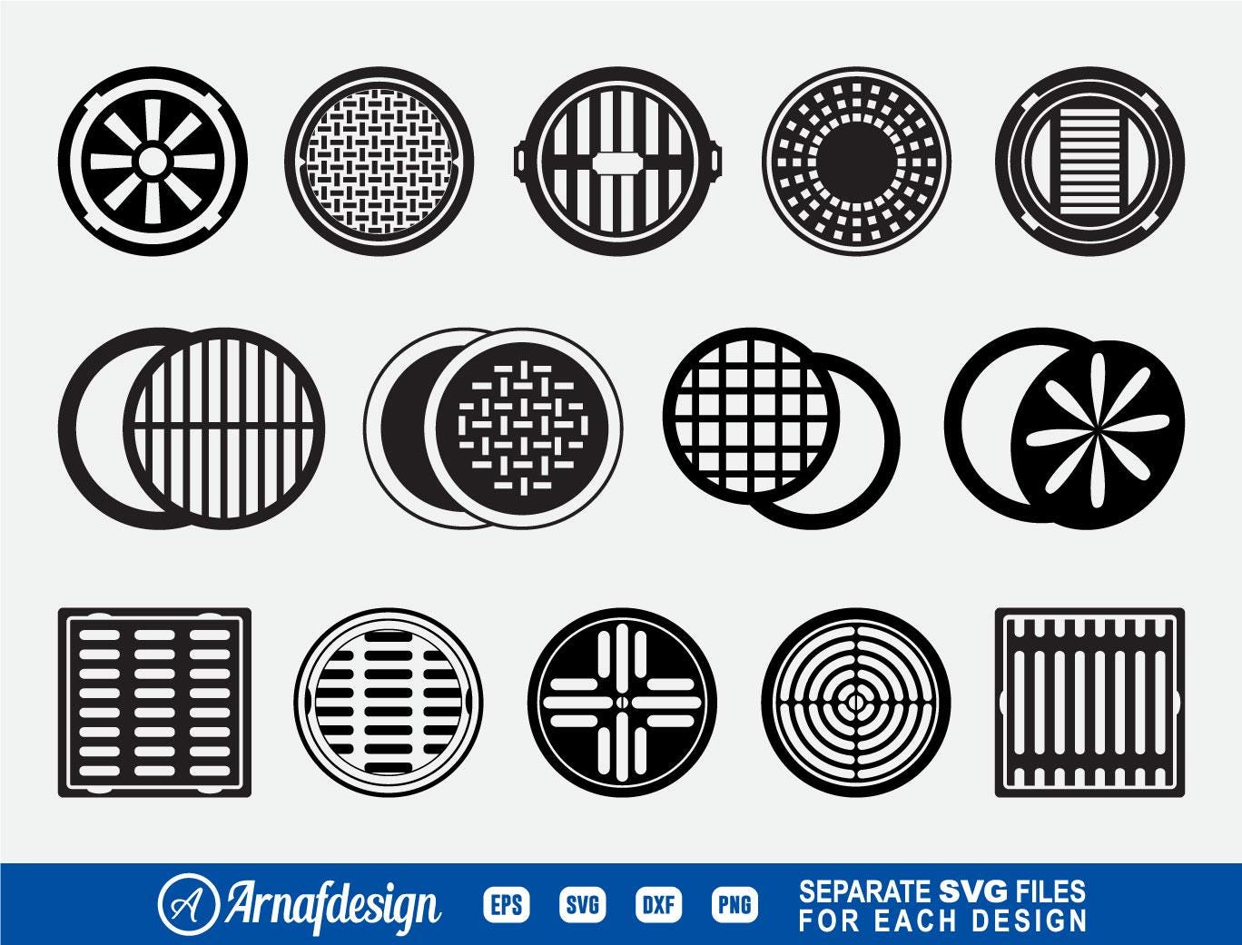 Manhole Cover SVG, Sewer Lid Svg, Sewer Svg, Street Manhole Svg ...