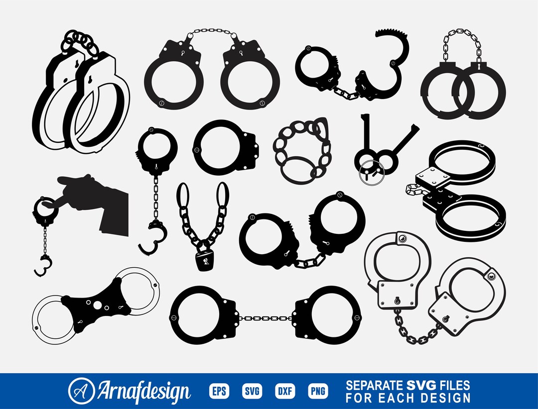 Handcuff SVG, Handcuff Clipart, Cut File, for Silhouette, Svg, Eps, Dxf ...