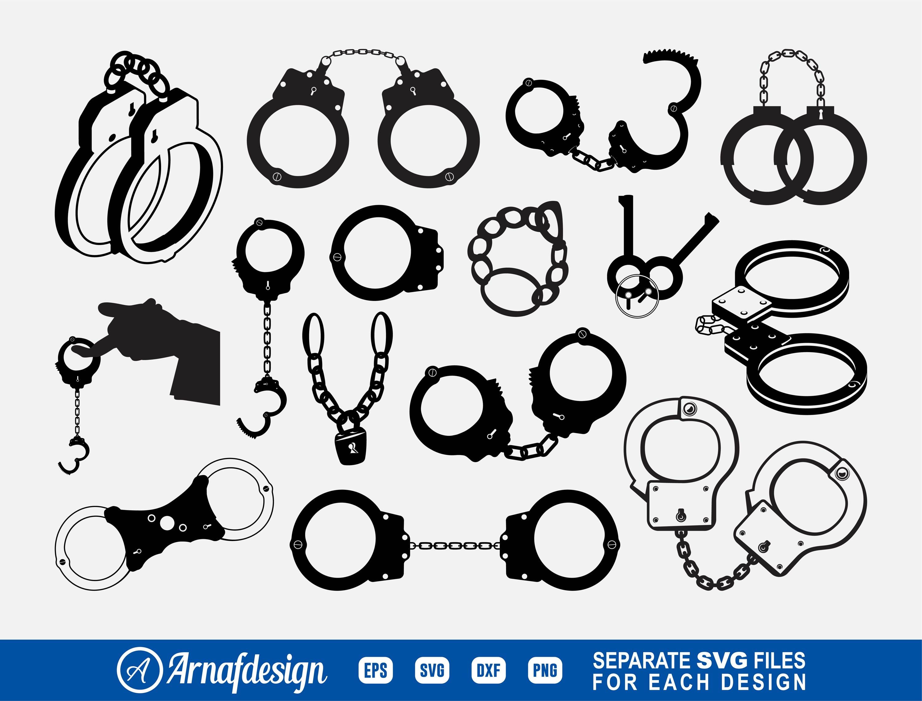 Handcuff SVG, Handcuff Clipart, Cut File, for Silhouette, Svg, Eps, Dxf ...