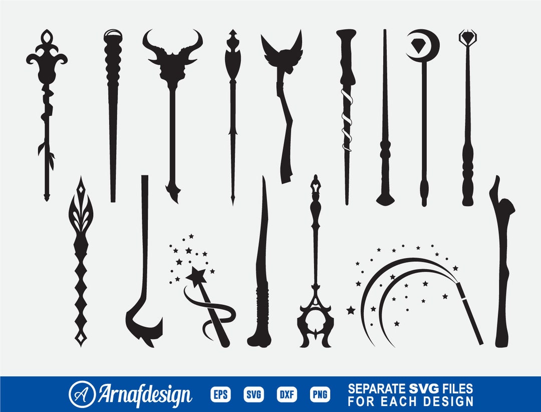 Magic Wands SVG, Wands Svg, Wizard Svg, Clipart, Cut Files for ...