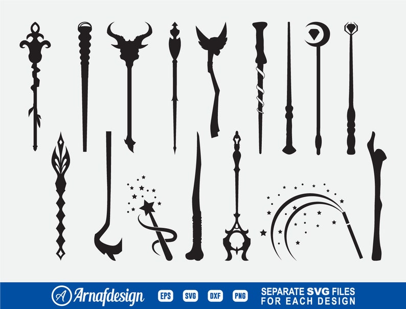 Magic Wands SVG, Wands Svg, Wizard Svg, Clipart, Cut Files for ...