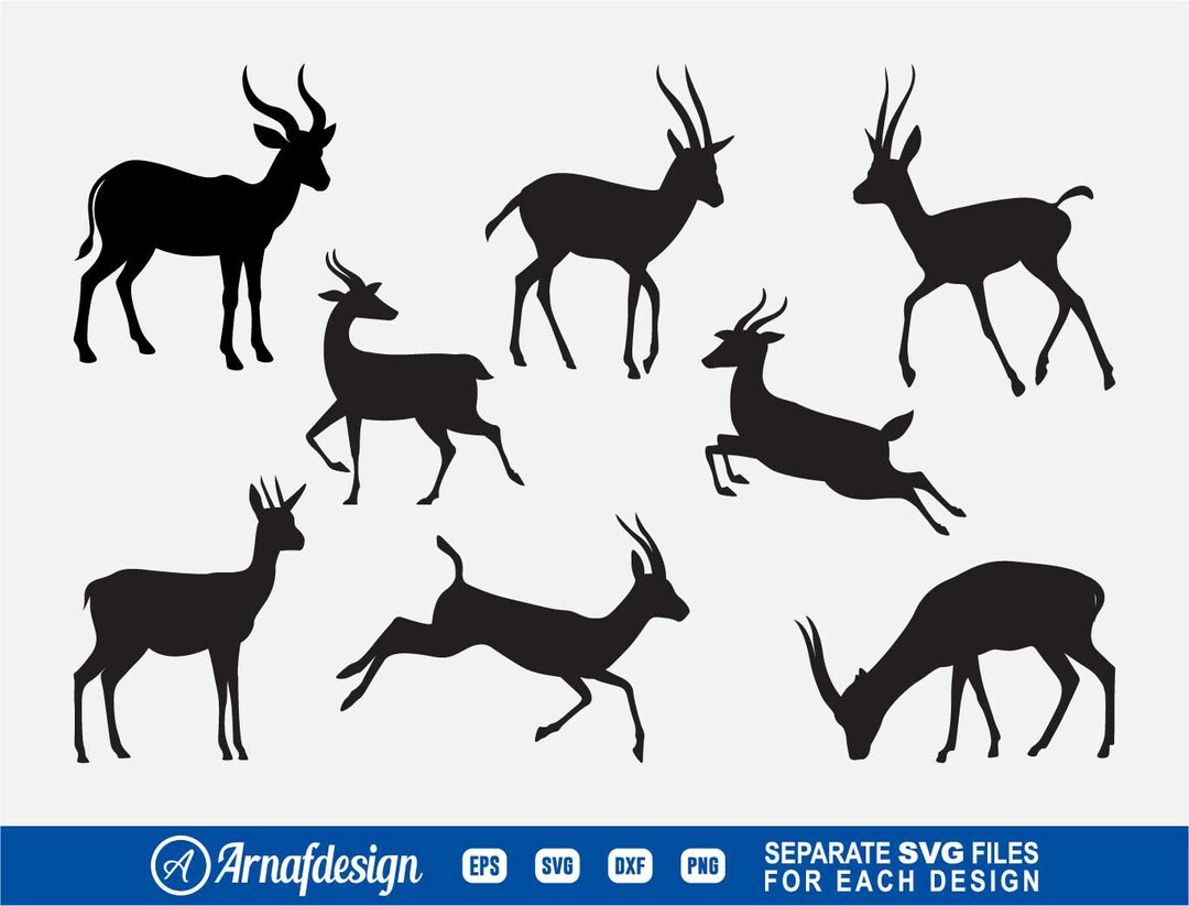 Gazelle SVG, Wild Animals Svg, Vector, Silhouette, Cricut, Clipart, Cut ...