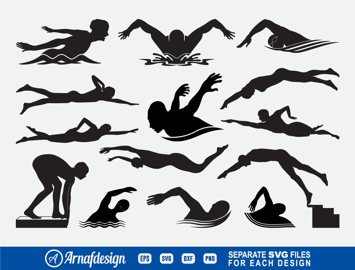 Swimming Svg, Swimmer Svg, Swim Svg, Clipart, Cut Files for Silhouette ...
