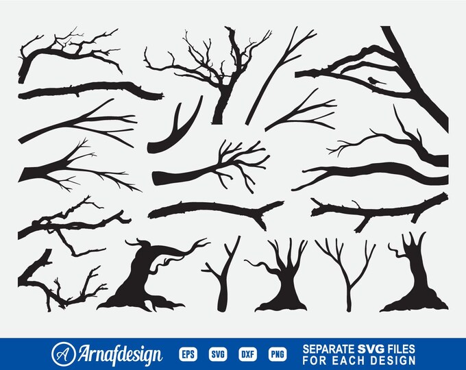 Tree Branch Svg, Clipart, Cut Files for Silhouette, Vector, Dxf, Eps ...