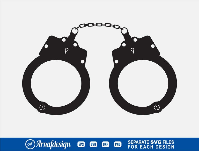 Handcuff SVG, Handcuff Clipart, Cut File, for Silhouette, Svg, Eps, Dxf ...