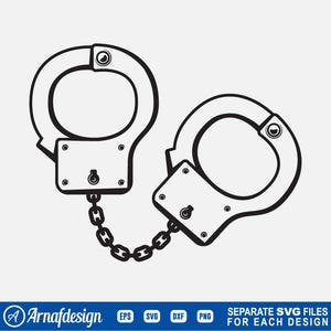 Handcuff SVG, Handcuff Clipart, Cut File, for Silhouette, Svg, Eps, Dxf ...