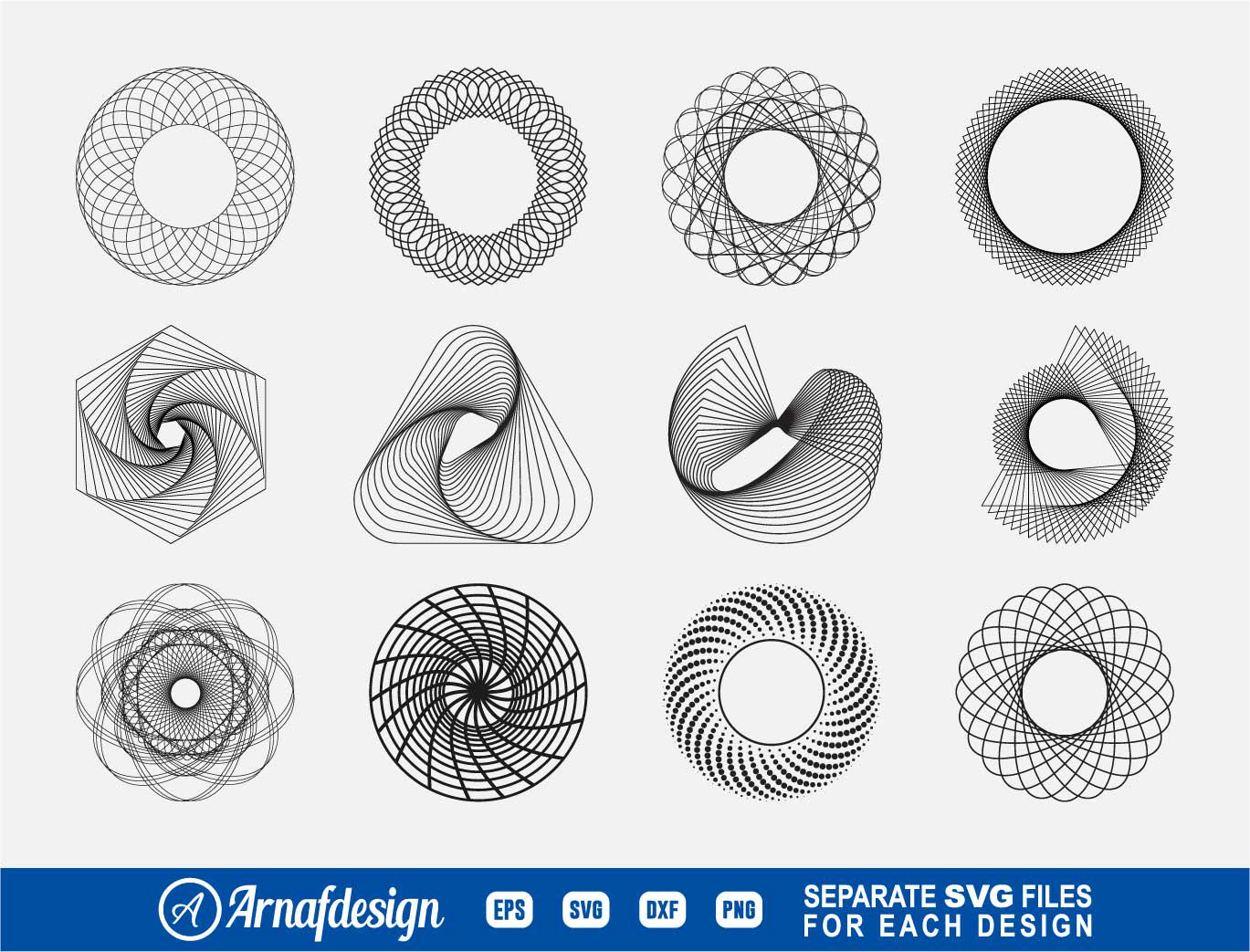 Spirograph SVG, Geometric Svg, Clipart, Cut Files for Silhouette, Files ...