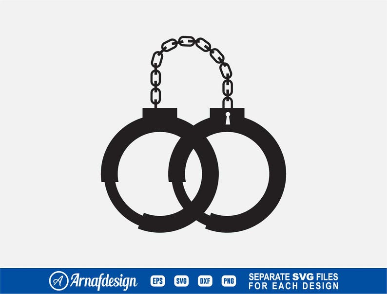 Handcuff SVG, Handcuff Clipart, Cut File, for Silhouette, Svg, Eps, Dxf ...