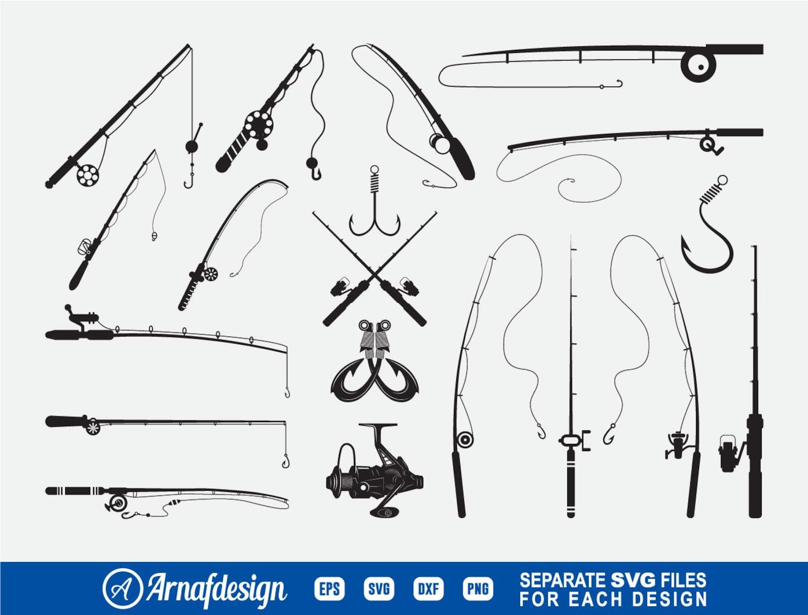 Fishing Rod SVG, Rod Svg, Fishing Pole, Fishing Hook Svg, Clipart, Cut ...