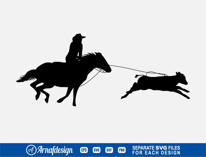 Breakaway Roping SVG, Rodeo Cowboy Western Svg, Vector, Silhouette ...