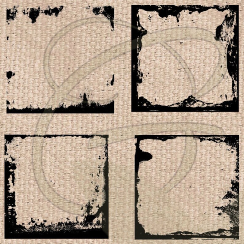 Grunge Frame Overlay Set: Black Paint Smudge Texture (PNG Digital ...
