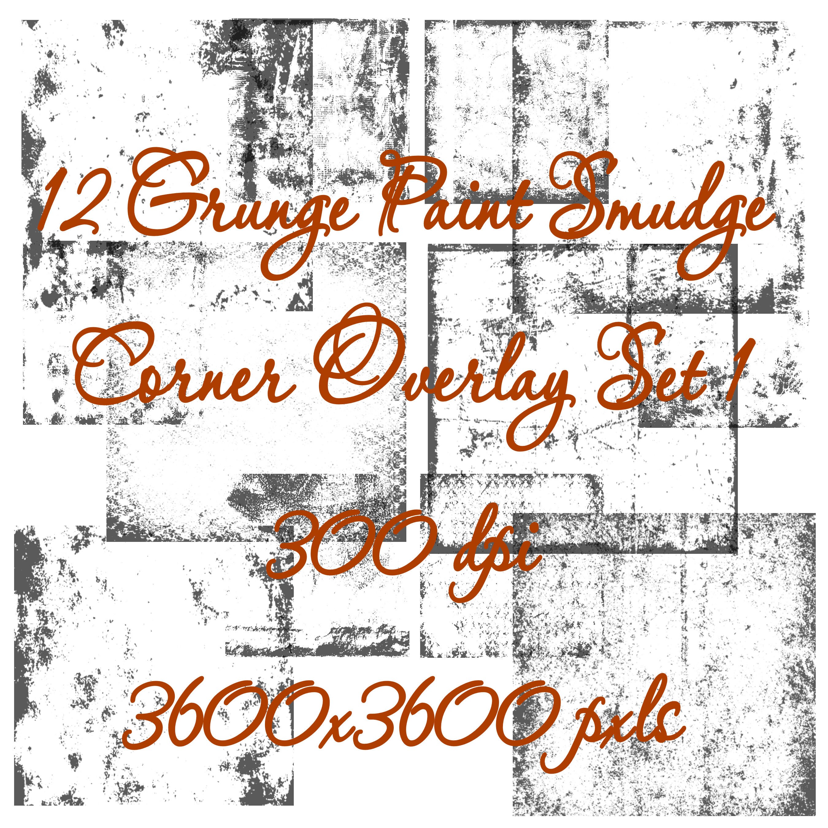 Smudge Paint Edge, Digital Grunge Black Transparent, Grungy Overlay ...