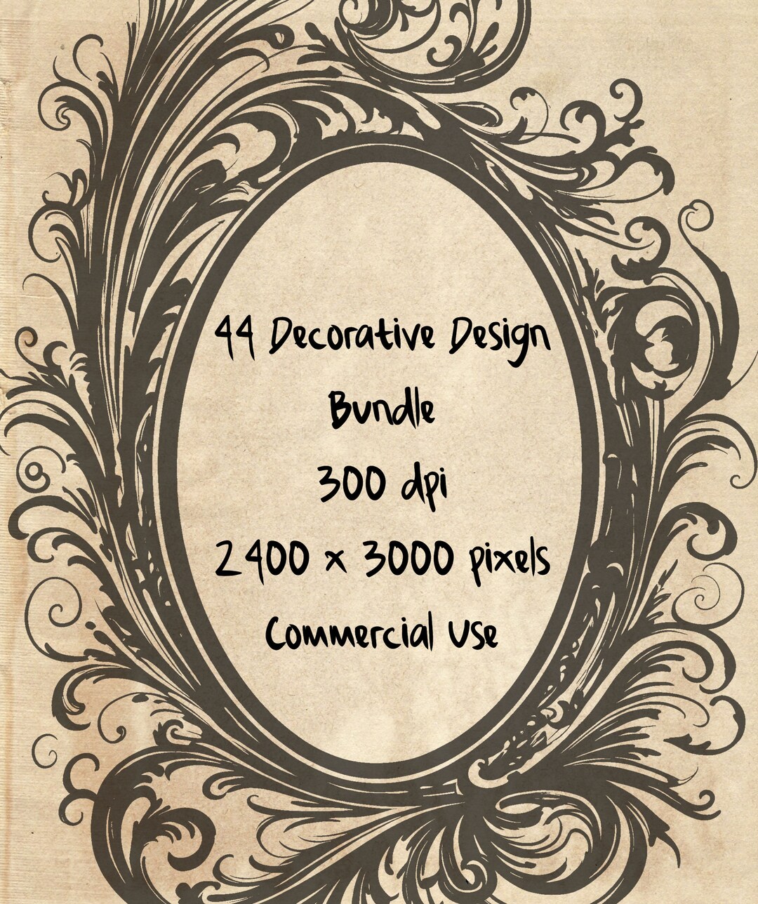 44 Vintage Flourish Designs, Border Frames Fancy Bundle, Decorative ...