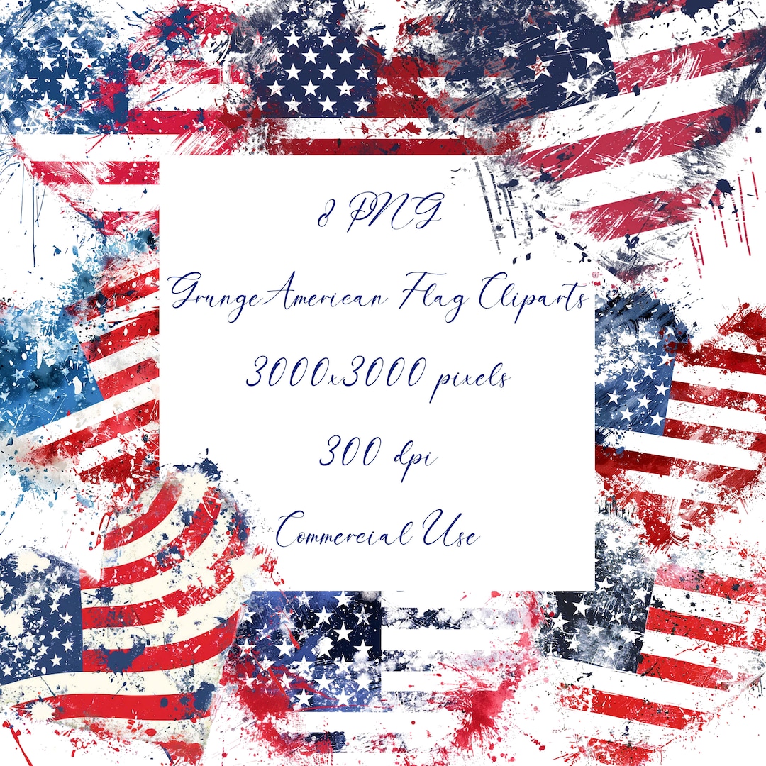 8 Grungy USA American Flag Overlay, Grunge Textures, Old Paint PNG ...