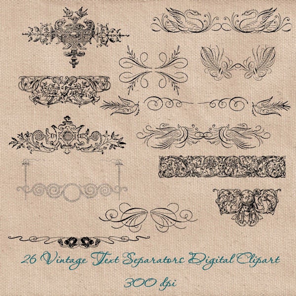 26 Text Separators Border Fancy Vintage Bundle Decorative Download ...