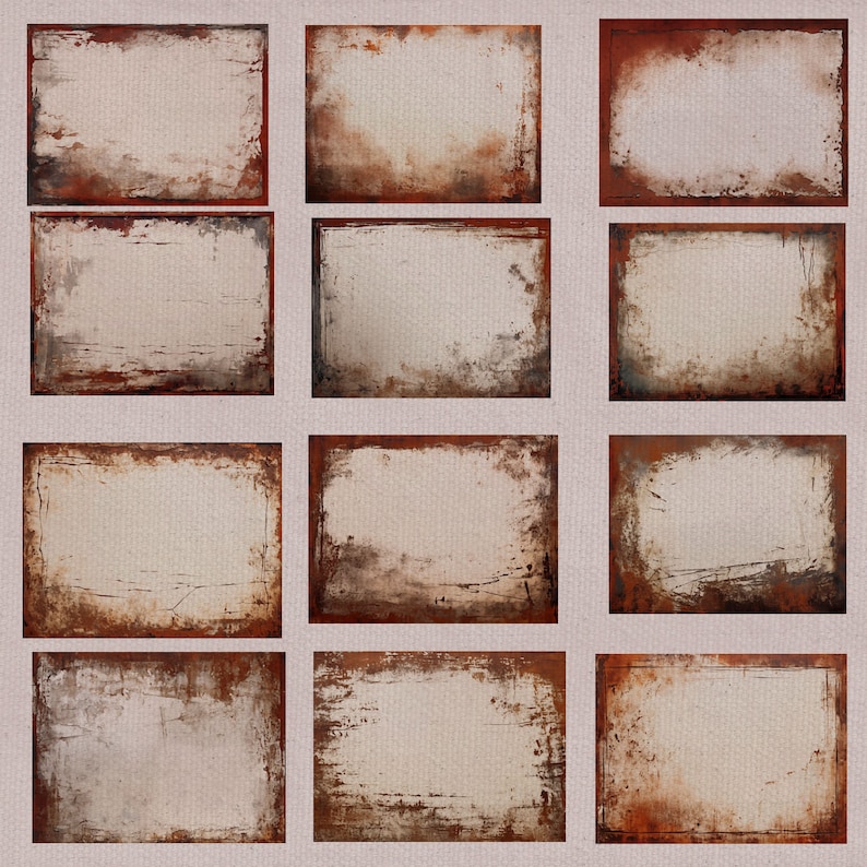 60 Grungy Patterns, Red Rust Frame Overlay, Industrial Textures, Old ...