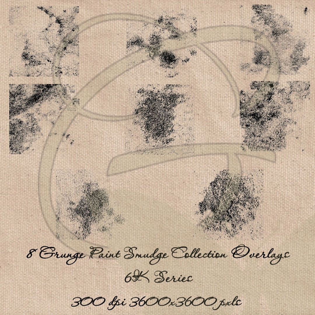 Grunge Paint Smudge Photo Overlays: Black Texture Art (digital Download ...