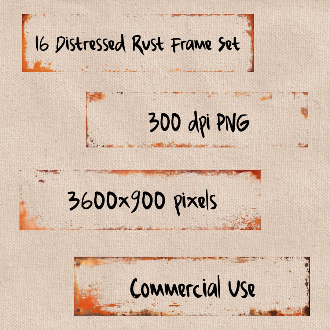 Distressed Rust Frame PNG Brown Red Grunge Digital Scratched Overlay ...