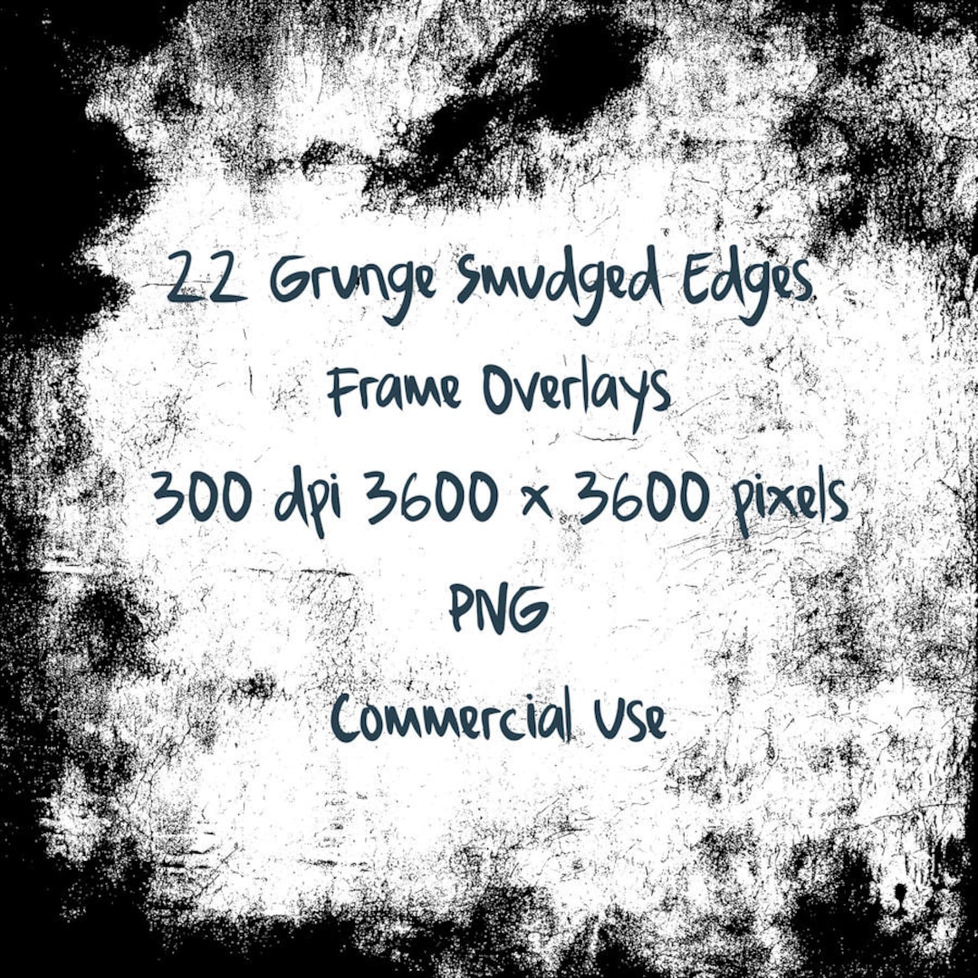 Messy Grunge Overlay PNG Frames, Transparent Grungy Effect, Black ...