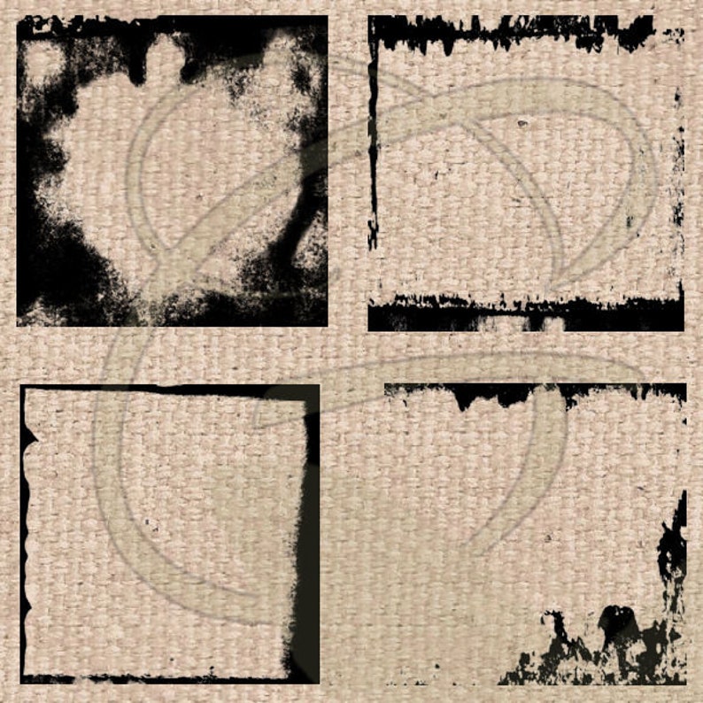 Grunge Frame Overlay Set: Black Paint Smudge Texture (PNG Digital ...