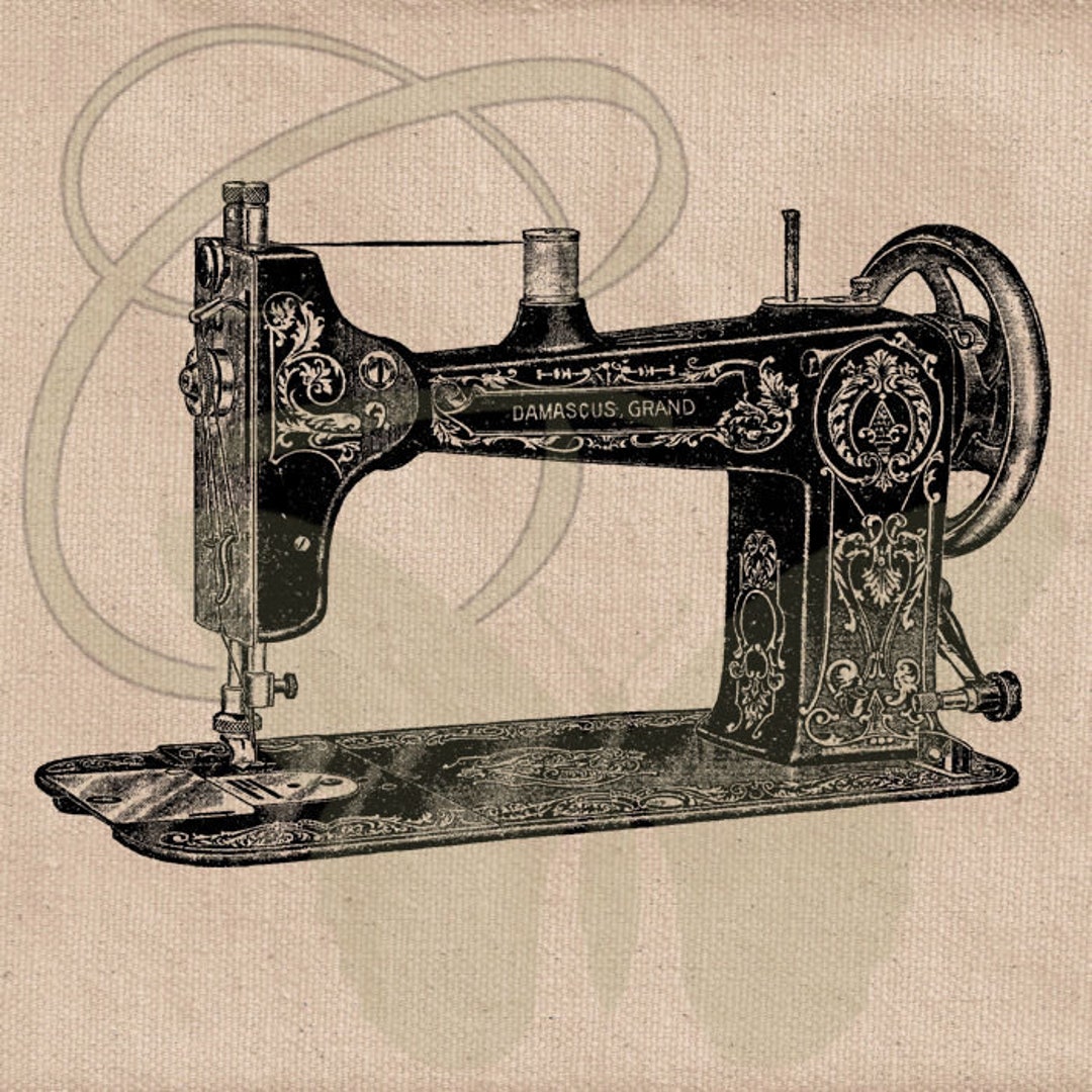 Antique Sewing Machine Image Hand Drawn Transfer Printable Drawing ...