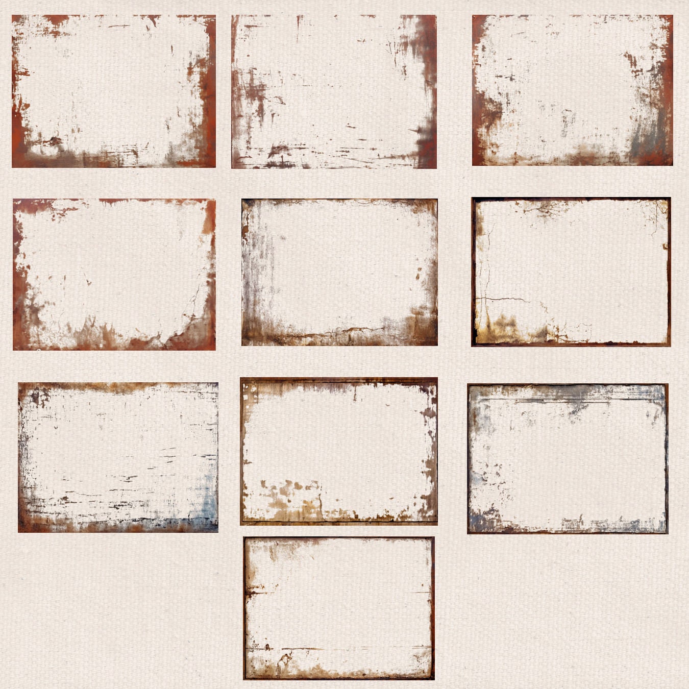 45 Grungy Patterns, Red Rust Frame Overlay, Industrial Textures, Old ...