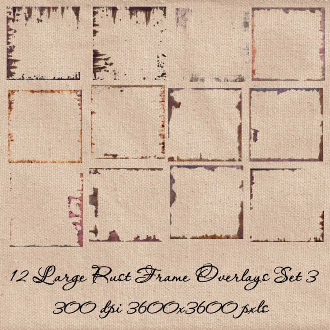 Digital Grunge Red Rust Frame Collection Transparent Grungy Overlay ...