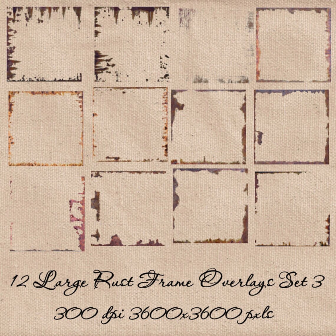 Digital Grunge Red Rust Frame Collection Transparent Grungy Overlay ...