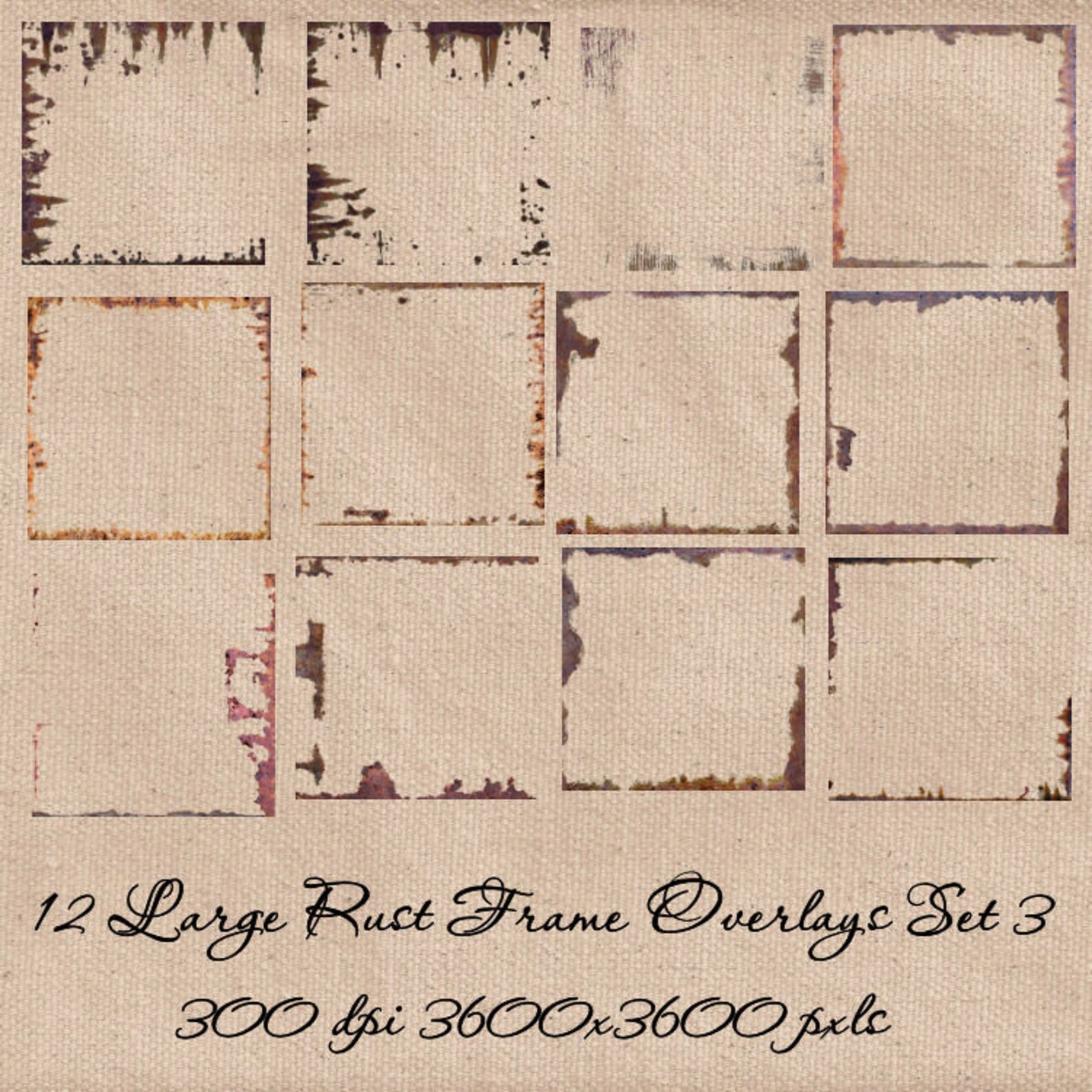 Digital Grunge Red Rust Frame Collection Transparent Grungy Overlay ...