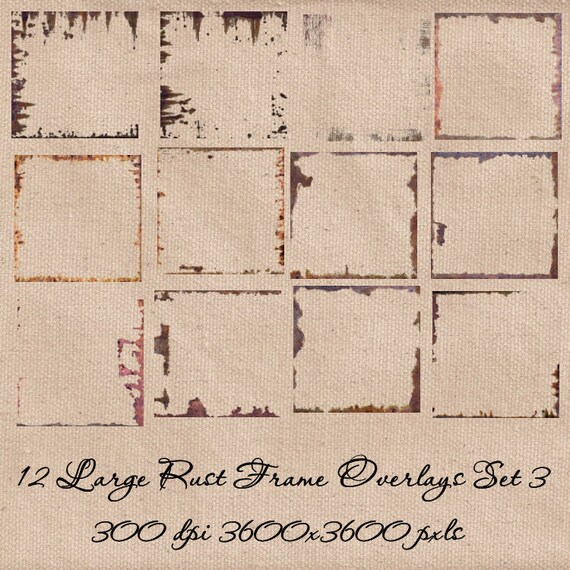 Digital Grunge Red Rust Frame Collection Transparent Grungy - Etsy