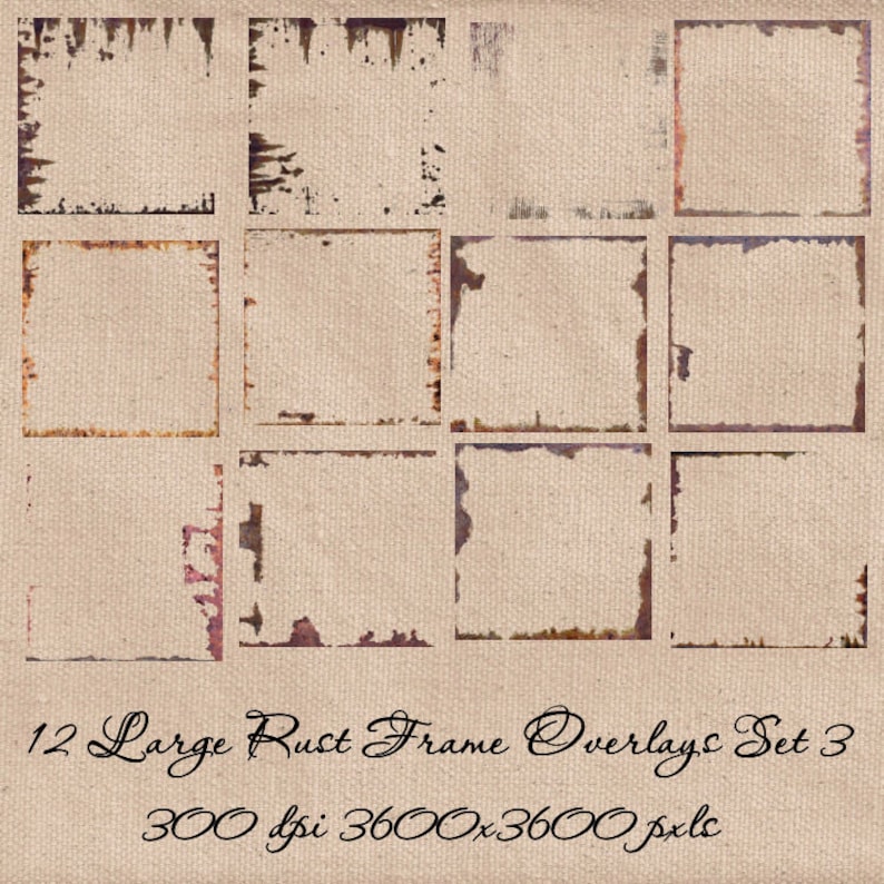 Digital Grunge Red Rust Frame Collection Transparent Grungy Overlay ...