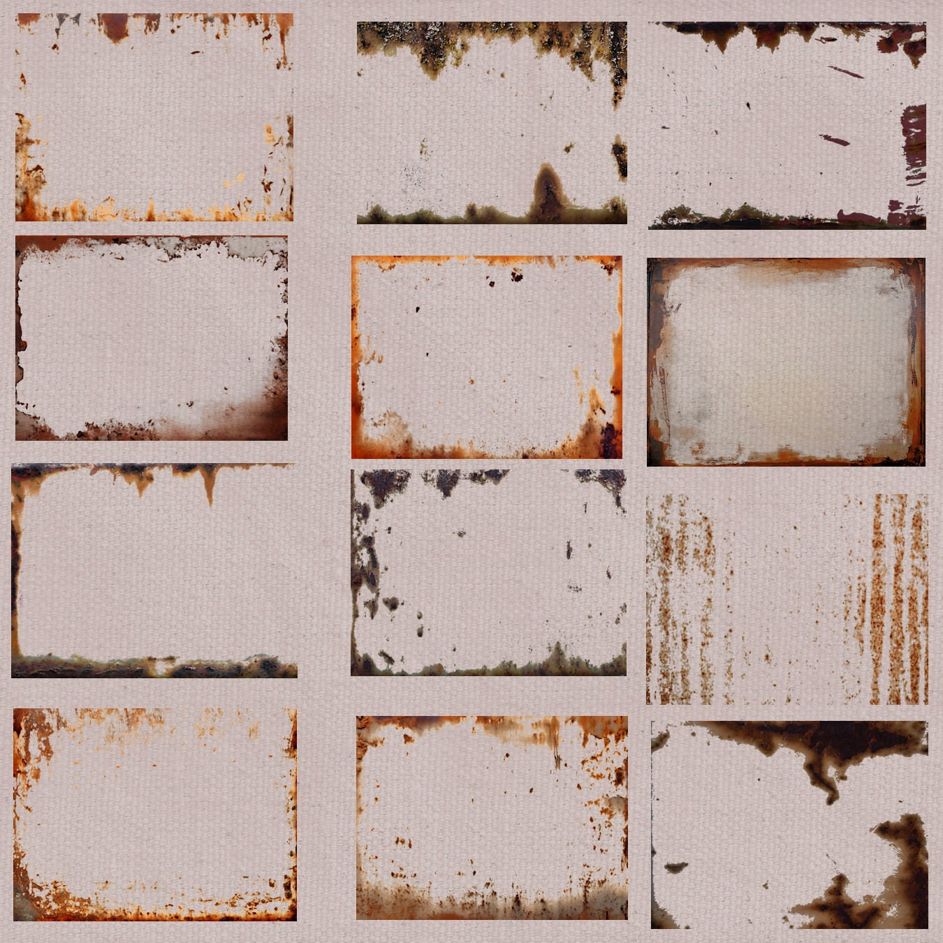 60 Grungy Patterns, Red Rust Frame Overlay, Industrial Textures, Old ...