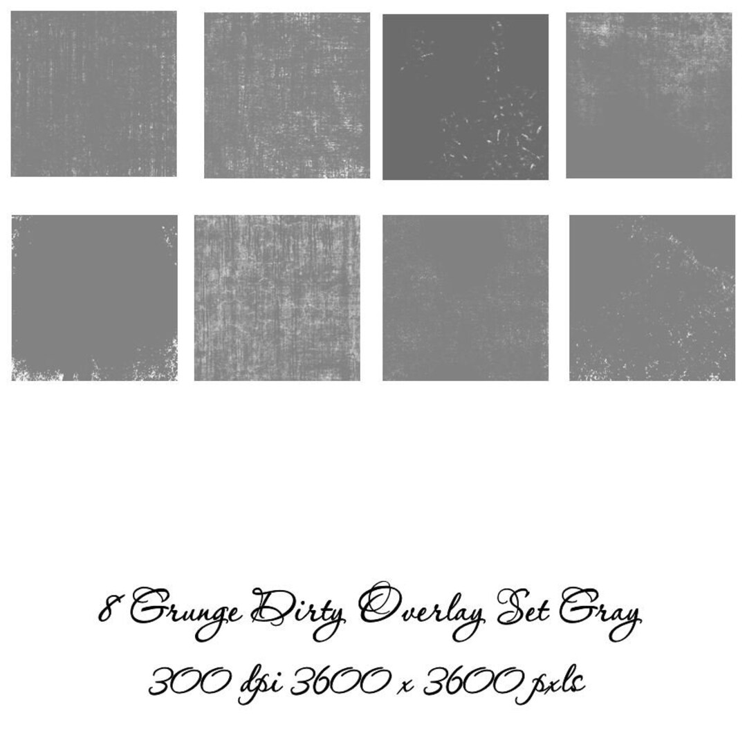 8 Old Dirty Grunge, Grey Grungy Overlay, Photography Effect Bundle ...