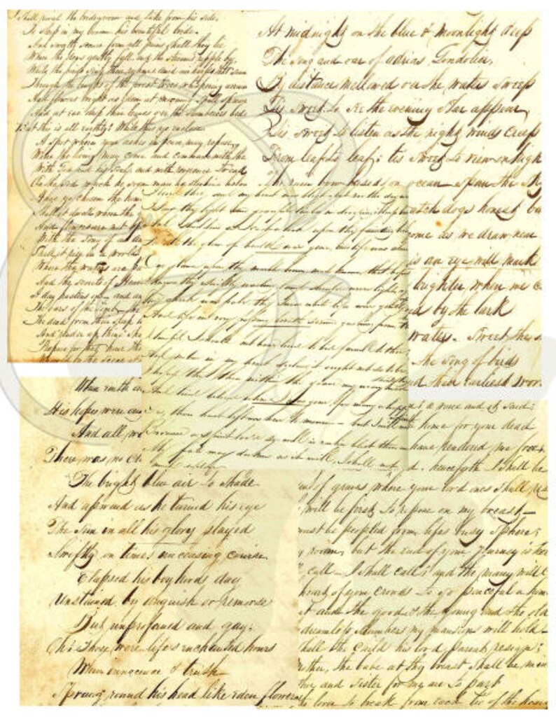 Antique Script Overlay Pattern Hand Written Drawn Distressed | Etsy