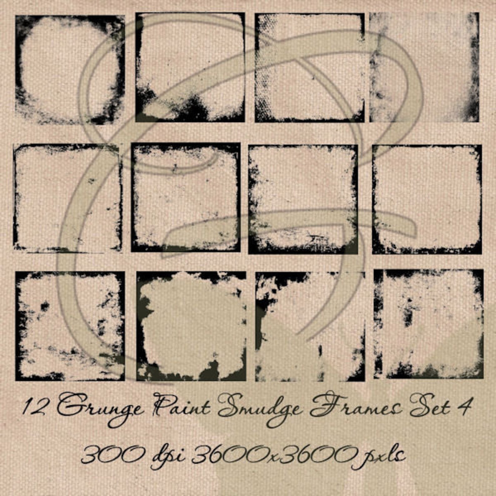 Grunge Paint Smudge Frame Transparent Grungy Overlay Photo Effect ...