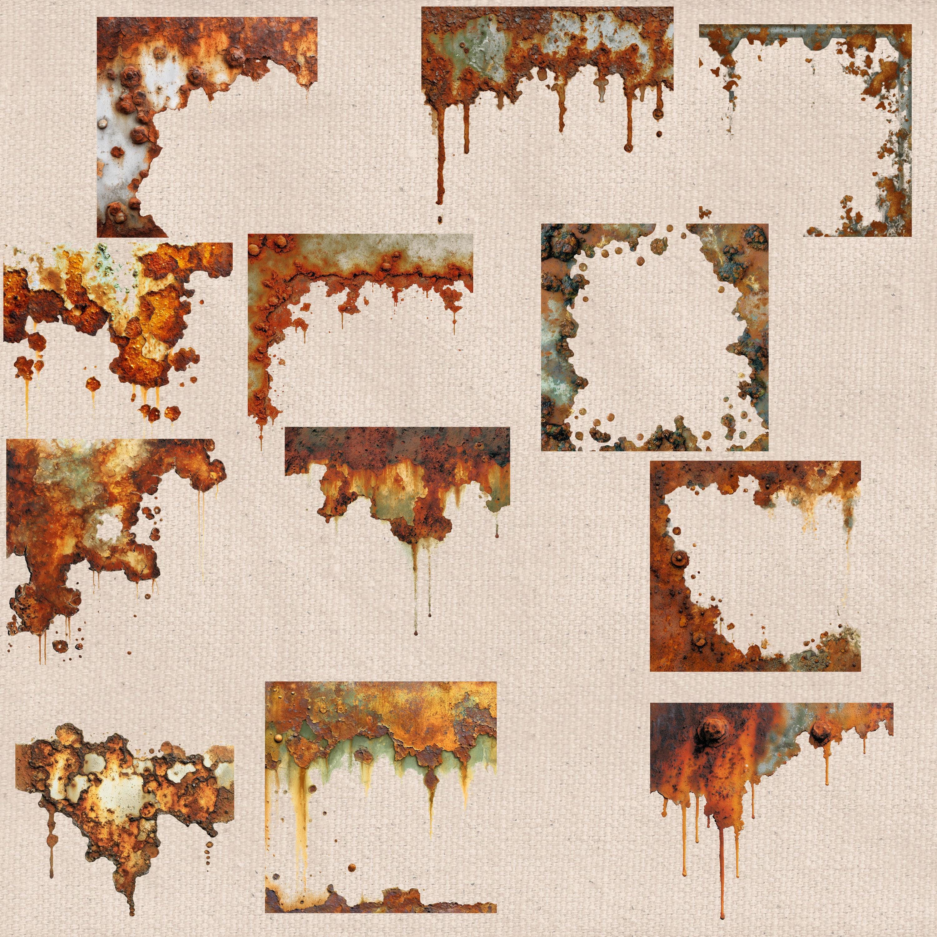 Red Rust Frame Overlays: Steampunk PNG Textures (digital Download ...
