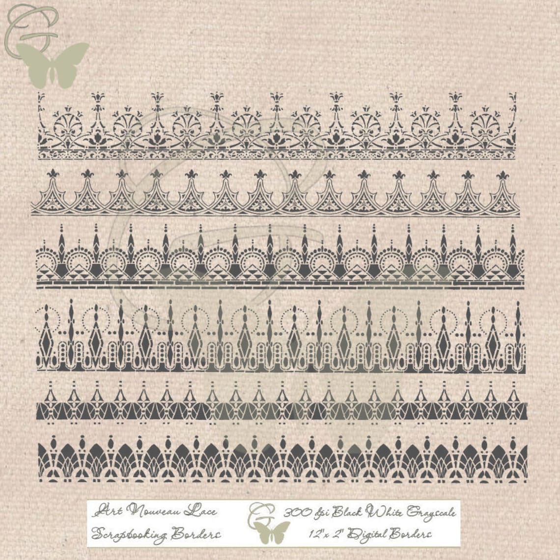 Digital Border Collection Craft Strip Download Hand Drawn - Etsy