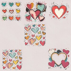 50 Valentine Designs, 3x3 Heart PNG, Hearts Valentines PNG Bundle ...
