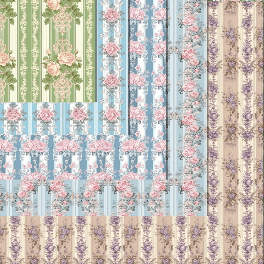 Dollhouse Shabby Wallpaper, Victorian Mini Rose Floral Pattern, 1 Inch ...