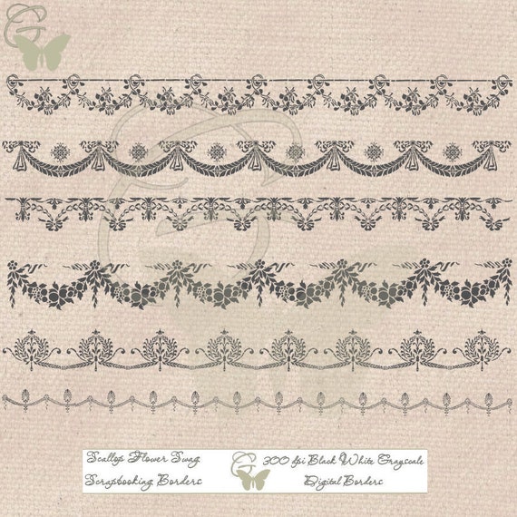 Border Drawing Transparent Overlay Clipart Bundle Digital | Etsy