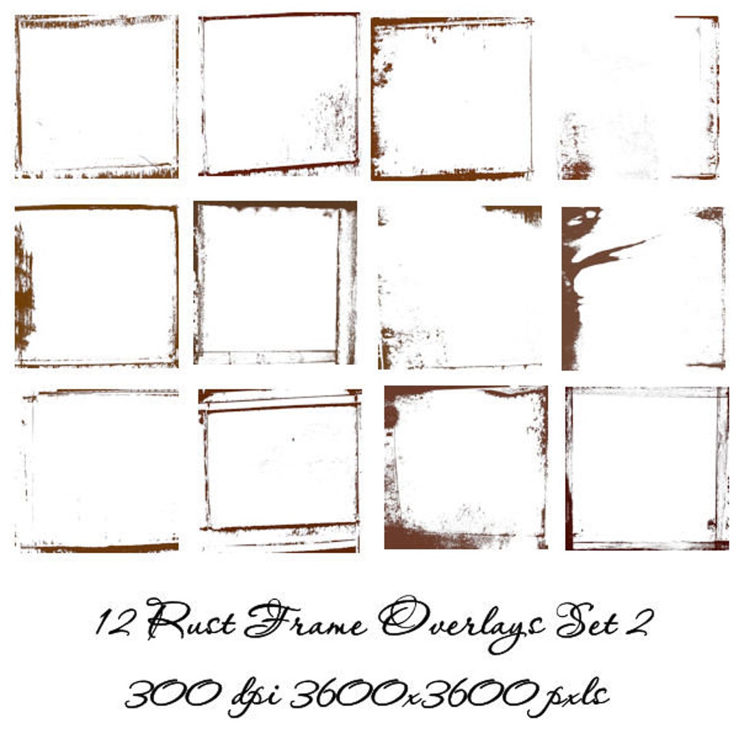 Digital Grunge Brown Rust Frame Collection Transparent Grungy Overlay ...