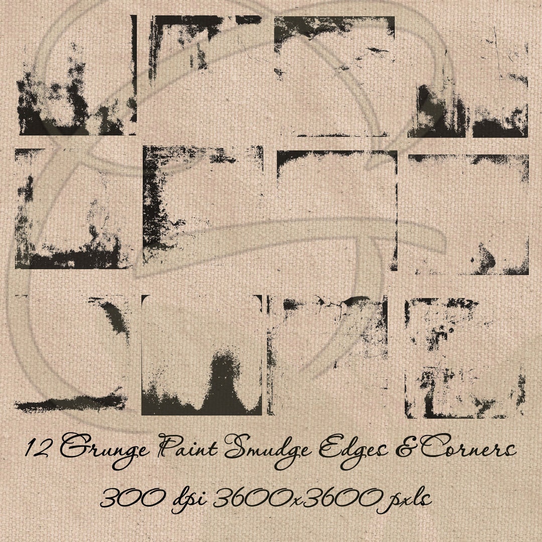 Digital Grunge Edge Paint Smudge Texture Transparent Overlay - Etsy