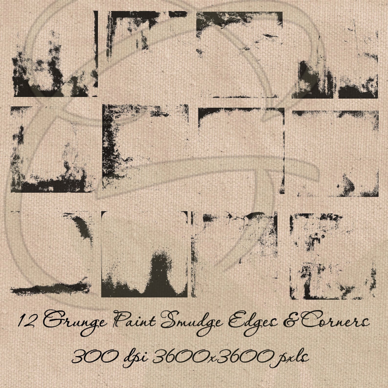 Digital Grunge Edge Paint Smudge Texture Transparent Overlay Photo ...