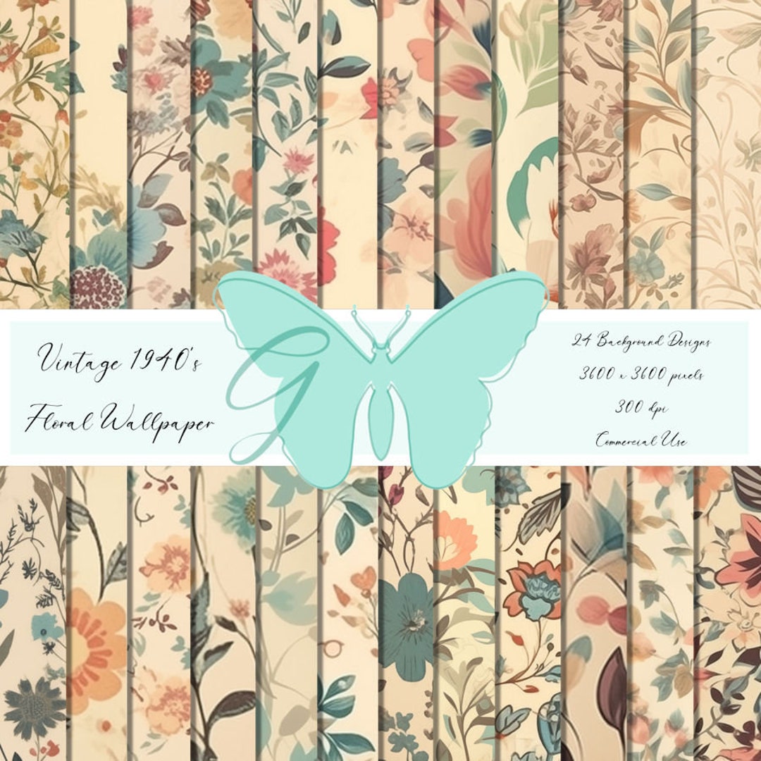 Digitalpaper Vintage Wallpaper, Floral Background Designs, Paper Bundle ...
