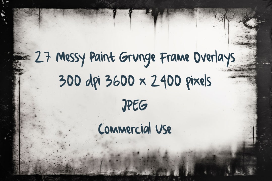 Messy Grunge Overlay Frames JPEG, Grungy Effect, Black Scratched ...