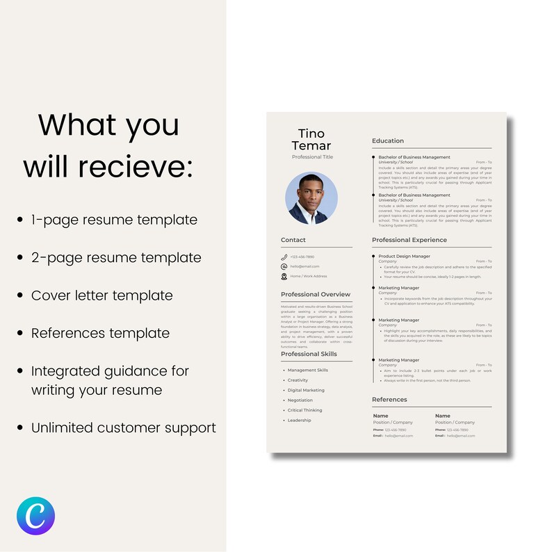 Simple Resume Template Professional Resume Template With Photo ATS ...