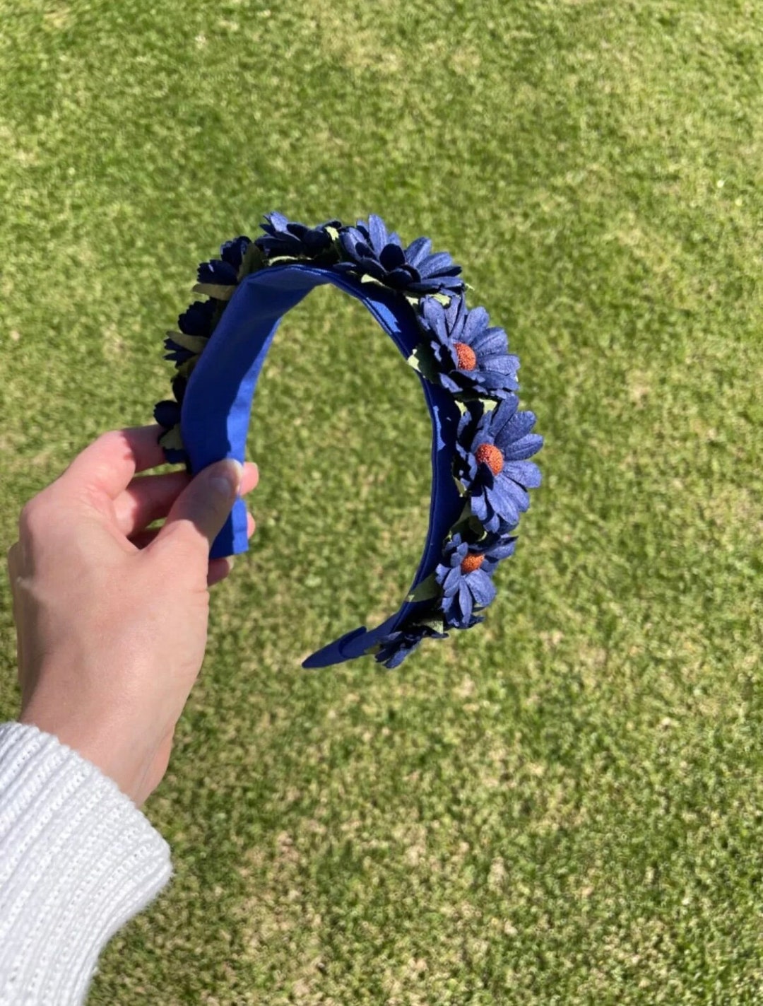 Navy Blue Daisy Flower Crown Headband Vintage Retro Girls Women’s ...