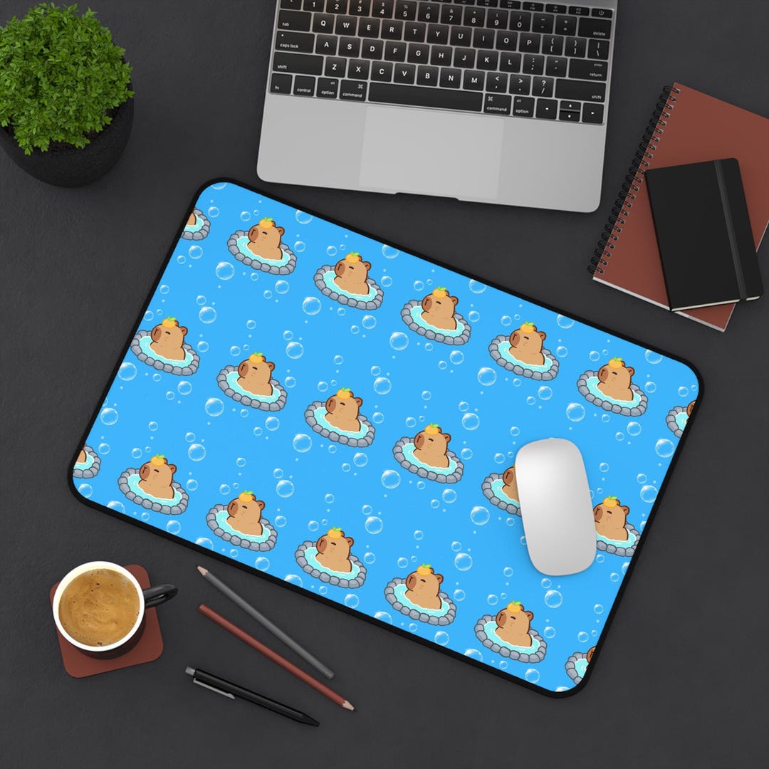 Cute Capybara Jacuzzi Orange Desk Mat for Home Office, Mouse Pad for ...