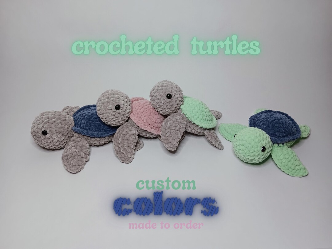 Crocheted Turtle Plushie Super Soft Handmade Amigurumi Sea Turtle ...