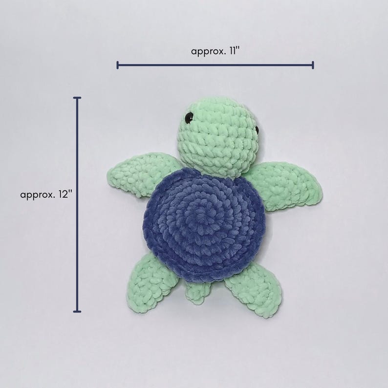 Crocheted Turtle Plushie Super Soft Handmade Amigurumi Sea Turtle ...